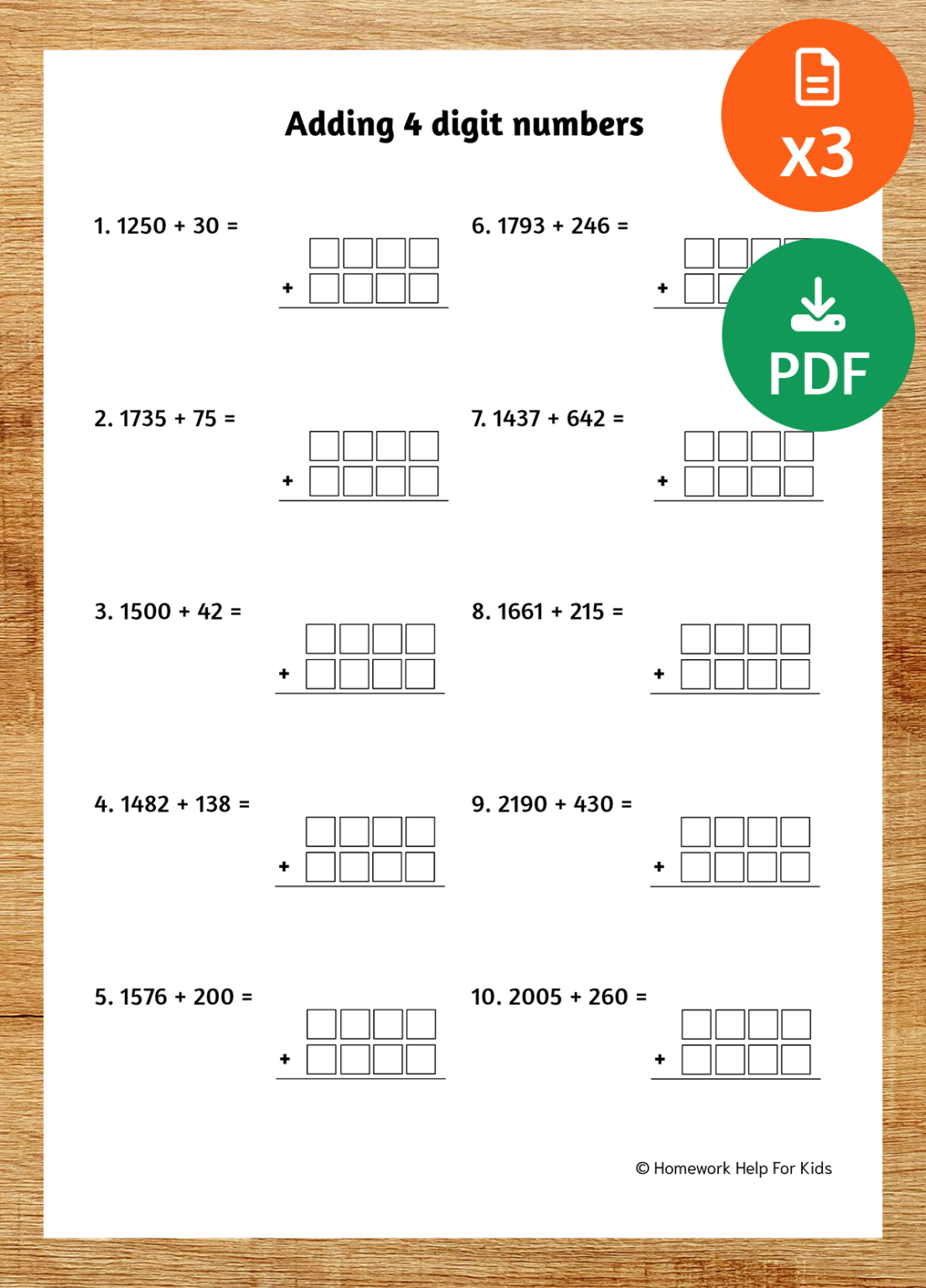 Adding 4 digit numbers worksheet - Homework Help For Kids