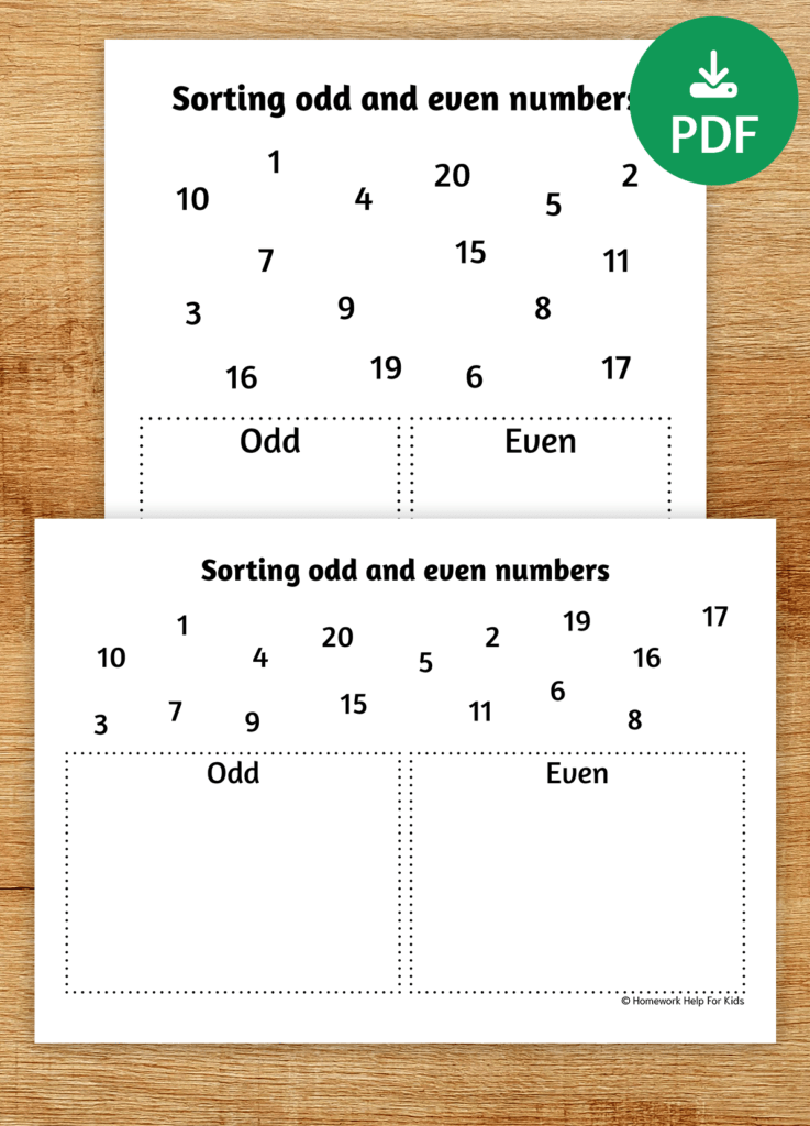Sort odd and even numbers up to 20 worksheet - Homework Help For Kids